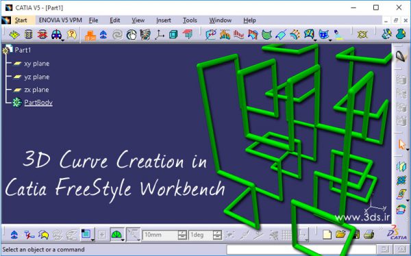 ترسیم منحنی سه‌بعدی 3D Curve در محیط FreeStyle نرم‌افزار کتیا