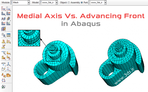 مقایسه الگوریتم‌های Medial Axis و Advancing Front در مش‌بندی آباکوس