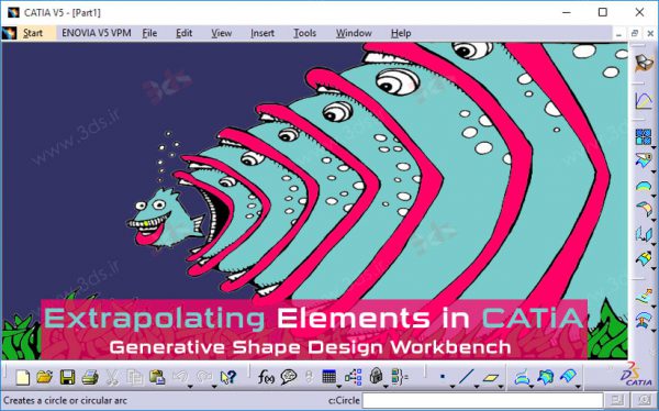 امتداد یک سطح یا منحنی در محیط Generative Shape Design نرم‌افزار کتیا